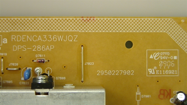 HDTV PARTS. RDENCA336WJQZ, DPS-286AP, DPS-286APA, 2950227902, SHARP, LC ...