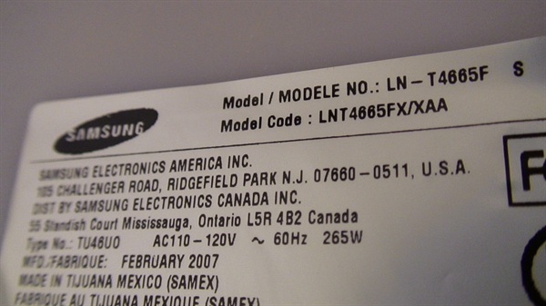 HDTV PARTS. BN96-04958B BN96-04958A LN-T4665F LN46N81BX, LN52N81BD ...