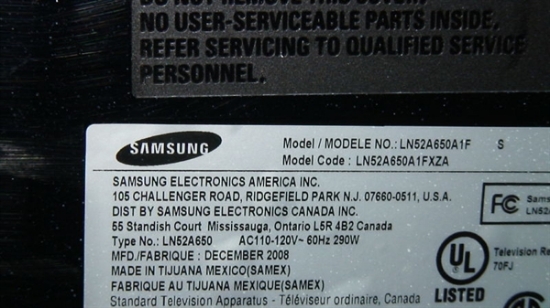 HDTV PARTS. BN96-06875A, BN61-03006A, BN61-03837A, LN52A650A1F, TV ...