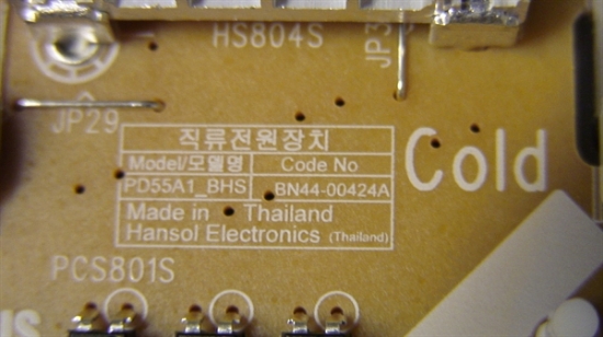 HDTV PARTS. BN44-00424A, 043-530-8000, PD55A1_BHS, E301536, UN55D6000 ...