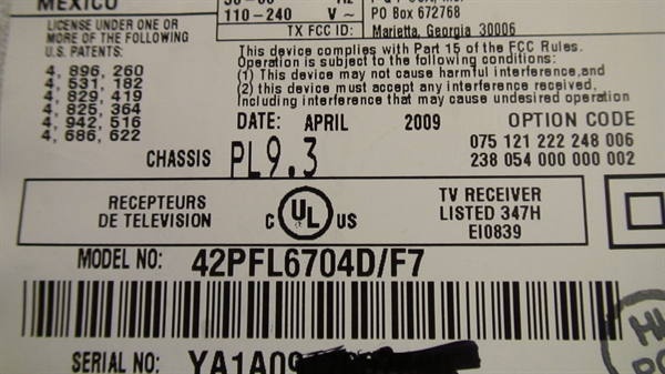 HDTV PARTS. 272217100775, 2722 171 00775, 090417-l2067, TV SENSOR, LCD ...