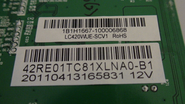HDTV PARTS. 42RE01TC81XLNA0-B1, T.RSC8.1B, T.RSC8.1B10516, E214887, RM ...
