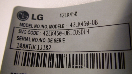 HDTV PARTS. EBR73308816, EAX64290501(0), EBL60860101, LG, 42LK450 ...
