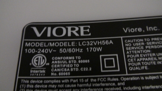 HDTV PARTS. 515C2606M05, MSAV2606-ZC01-01, E214887, LC32VH56A, LC32VH56 ...