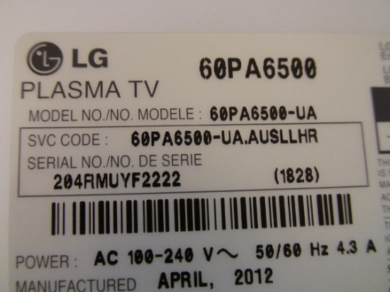 HDTV PARTS. EBR73749801, EAX64290901, E52483, 60PA6500, 60PA6500-UA ...