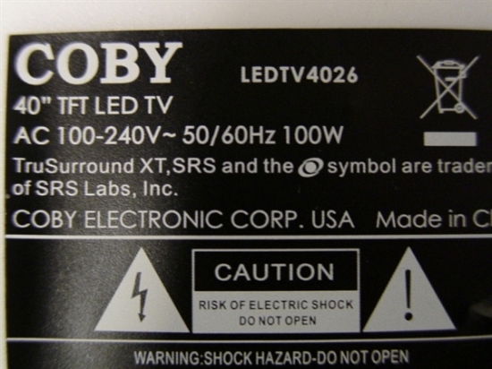 HDTV PARTS. 001-LT40-2630-00R, 001-FV40-2530-00R, LEDTV4026, TFTV4025 ...