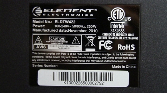 HDTV PARTS. ELDTW422, ELEMENT LCD TV, 42 LCD TV, ELEMENT 42 LCD TV, LCD ...