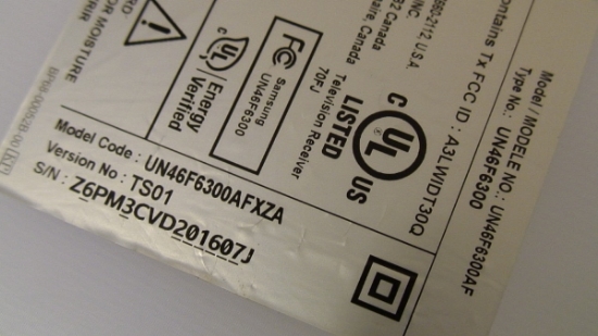 HDTV PARTS. BN96-26652B, LTK E148000, AWM STYLE 21016, CY-HF460CSLV1H ...