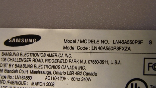HDTV PARTS. BN44-00202A, BN44-00203A, IP-271135, LN46A500T1F ...