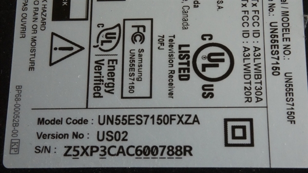 HDTV PARTS. LTJ550HQ26-V, ELETECK E254881, UN55ES7150F, UN55ES7150FXZA ...
