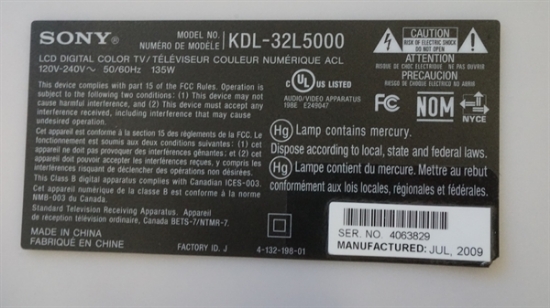 HDTV PARTS. 48.71I08.011 CTDS-1 E217196 55.71I02.A01G1A KDL-32L5000 ...