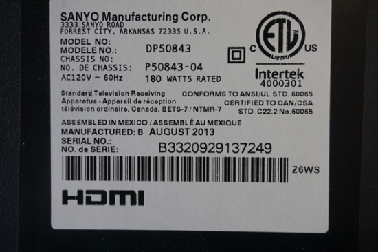 HDTV PARTS. CVILUX E208903, V500HJ1-L01, DP50843, SANYO 50 LCD TV LVDS ...