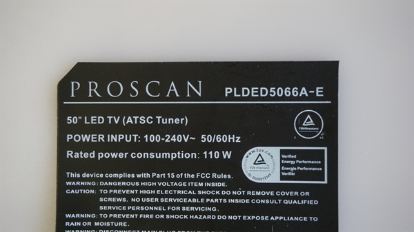HDTV PARTS. 142012210005, PLDED5066A-E, PLDED5066A, PROSCAN 50 LED TV ...