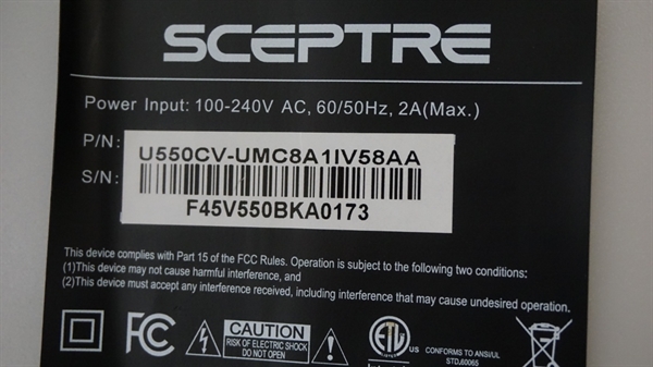 HDTV PARTS. G-CINDA E352017, U550CV-UMC8A1IV58AA, U55, SCEPTRE 55 LED ...