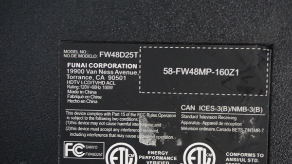 HDTV PARTS. YK E356677, LVF480SSDX E5 V1, FW48D25T, SANYO 48 LED TV ...