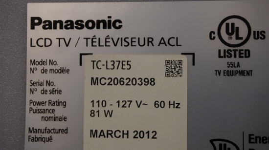 HDTV PARTS. 6871L-2983B, 6870C-0401C, TC-L37E5, TC-L37E51, PANASONIC 37 ...